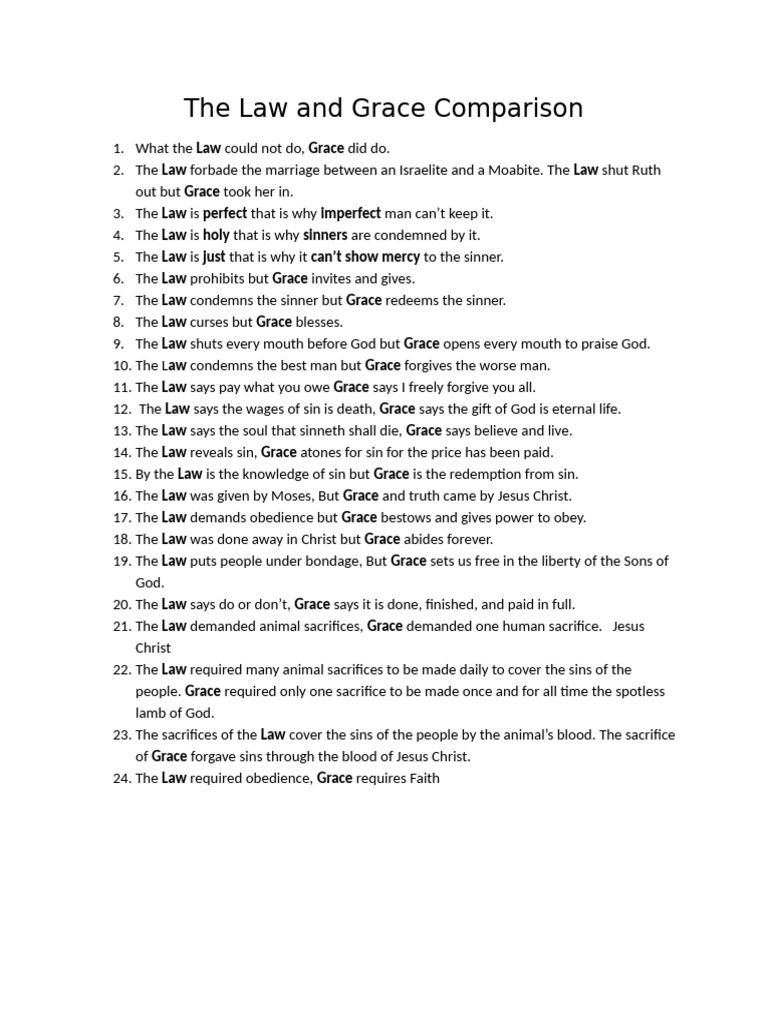 Law and Grace Comparison | PDF