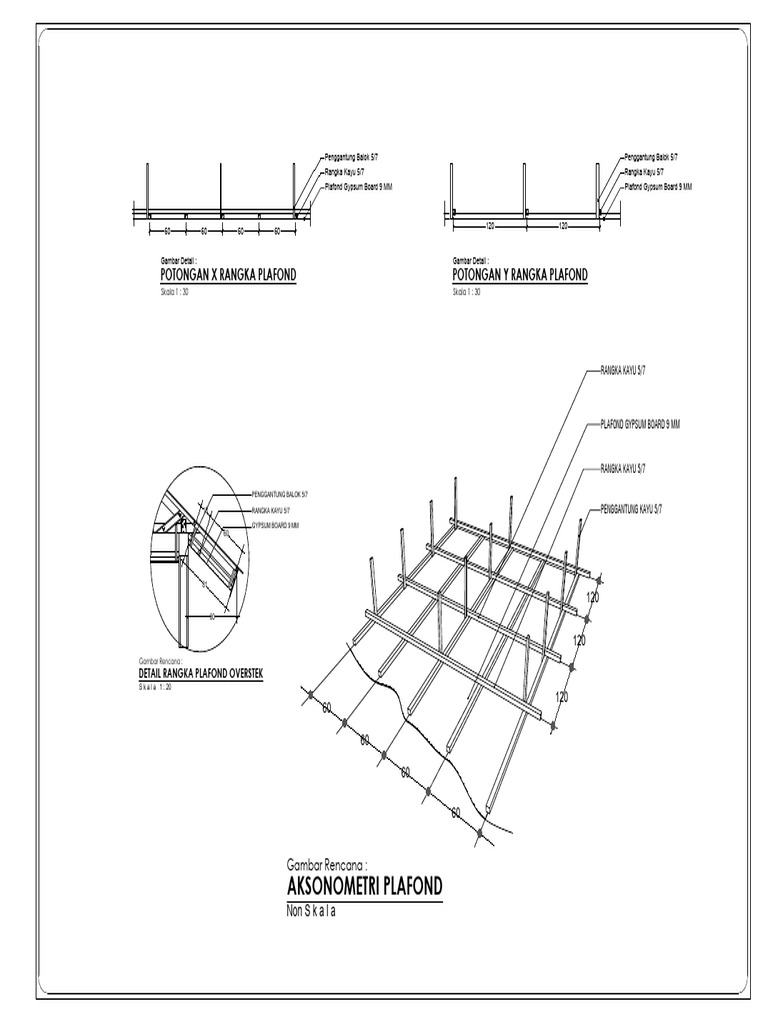 Aksonometri Plafond: Potongan X Rangka Plafond Potongan Y Rangka ...