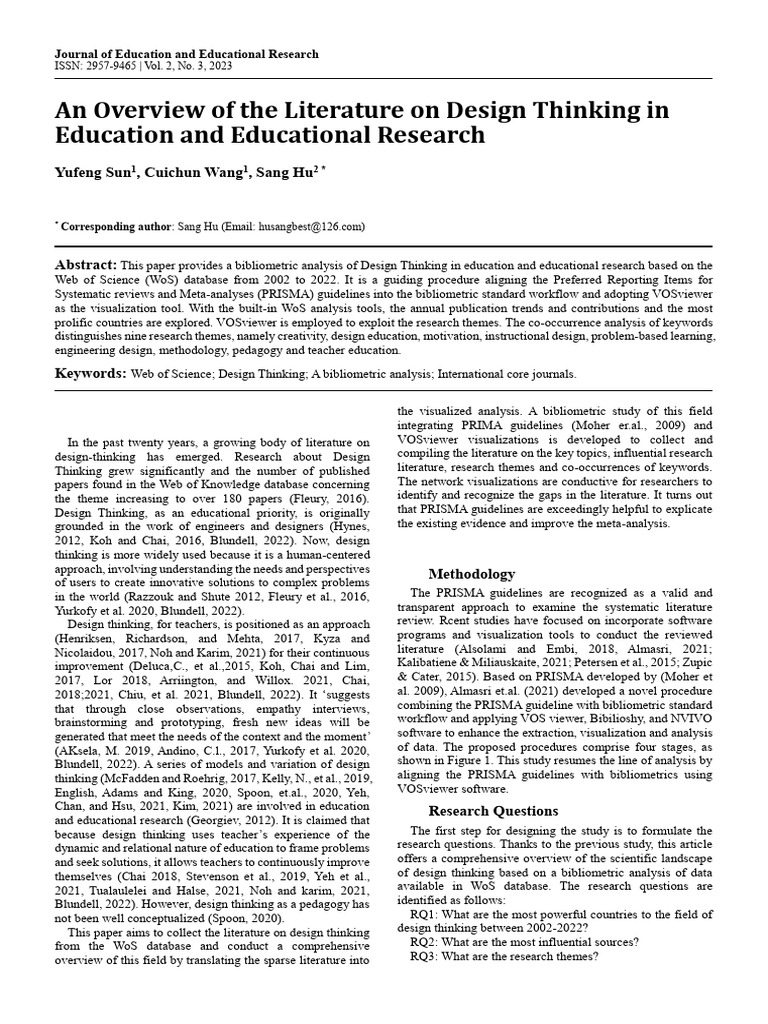 Design Thinking in Education: A Bibliometric Analysis | PDF | Design ...