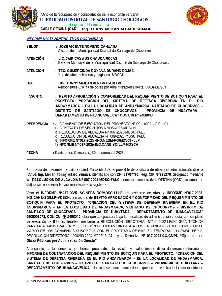 Informe N°req de Botiquin - Oad 2025-Ok | PDF