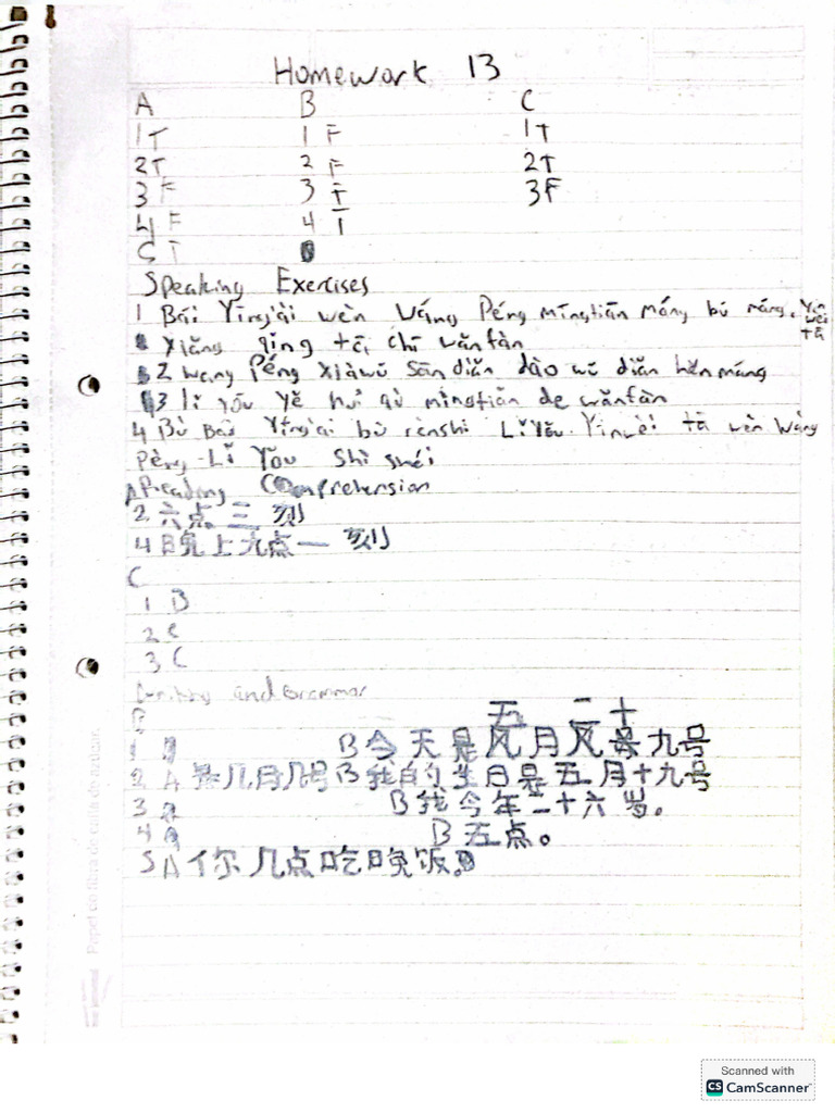 Homework#13 Mandarin Class | PDF