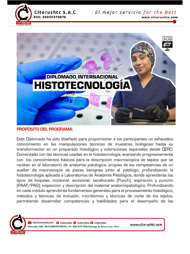 Brouchure Histotecnologias | PDF | Biopsia | Laboratorios