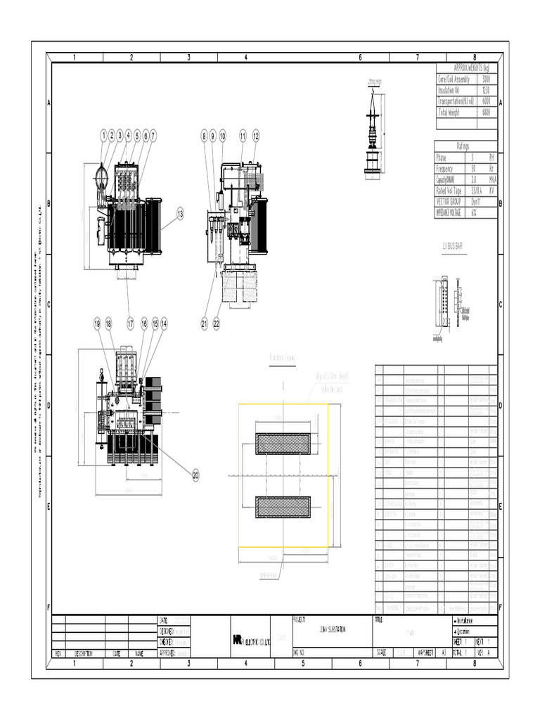 2.0MVA 33 0.4 Outline Drawing v2 Model | PDF | Transformer | Electrical ...
