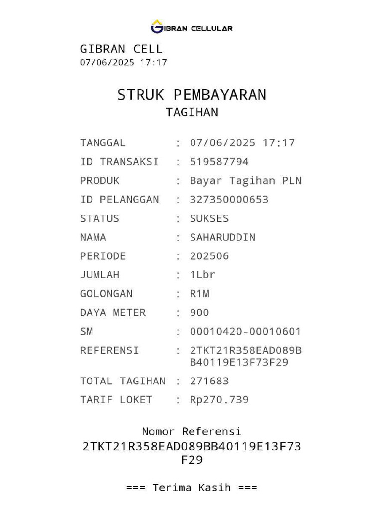 Struk Tagihan Listrik | PDF