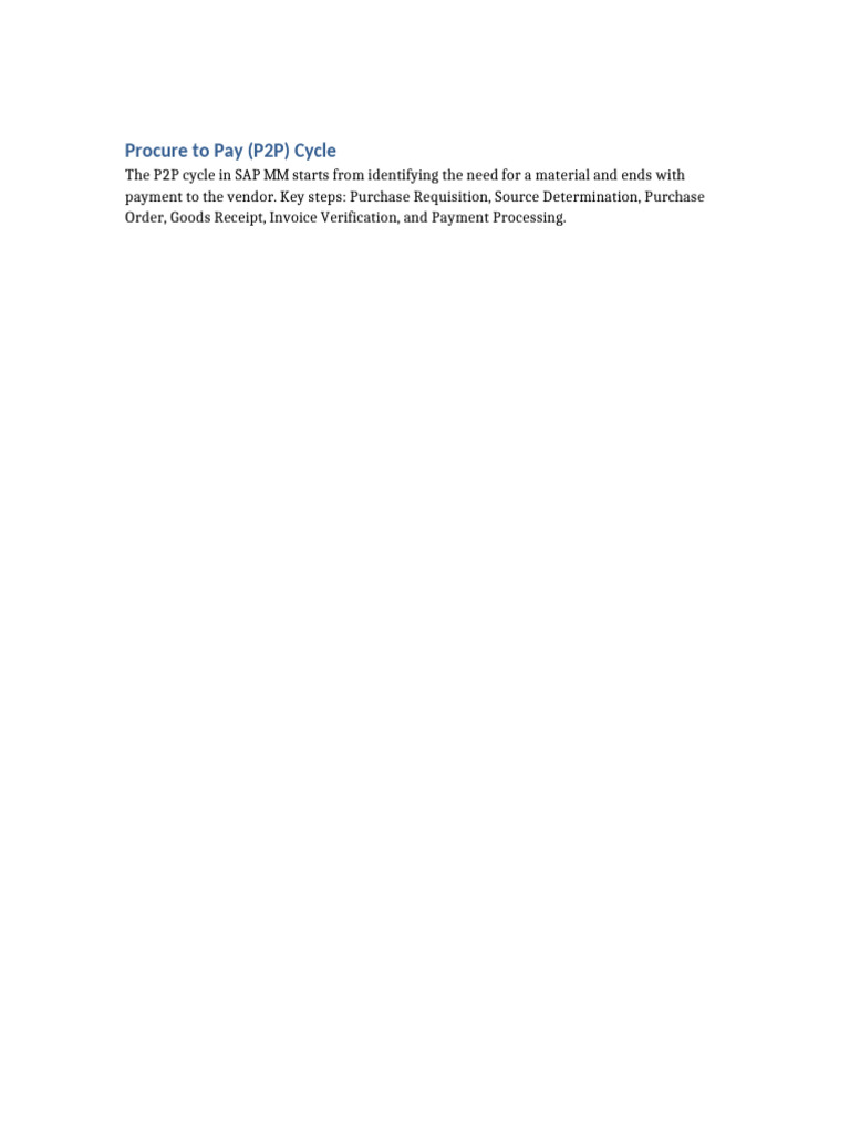 Procure To Pay (P2P) Cycle | PDF