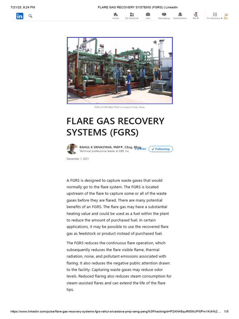 Flare Gas Recovery Systems (FGRS) - Linkedin | PDF | Gases | Natural Gas