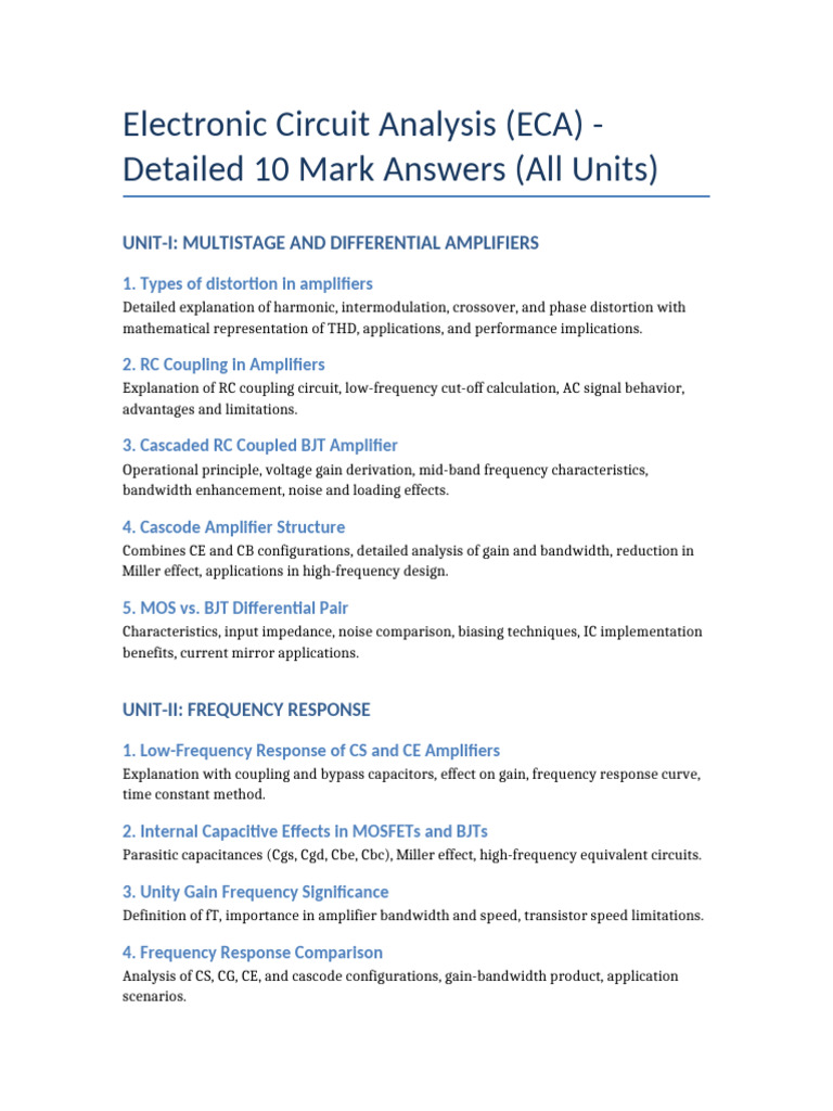 ECA Detailed All Units 10 Marks | PDF | Amplifier | Electronic Oscillator