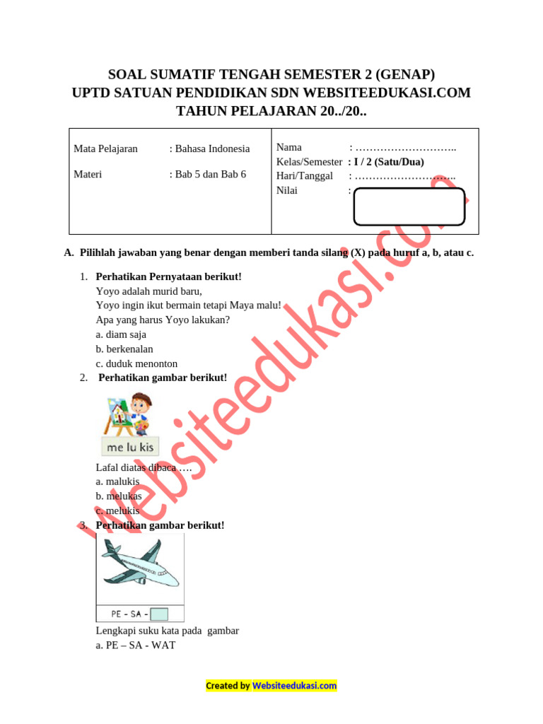 STS 2 Kelas I - Bhs Indonesia | PDF