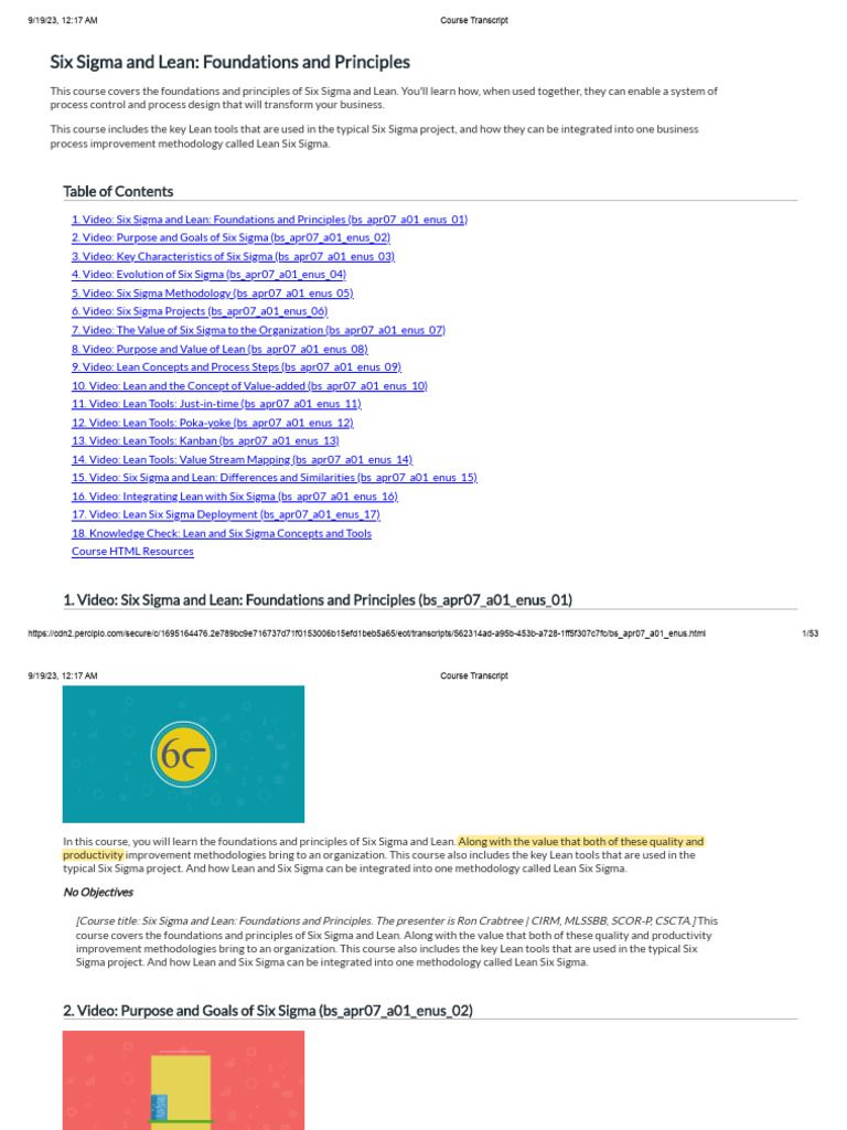 Six Sigma and Lean Foundations and Principles | PDF | Six Sigma | Lean Manufacturing