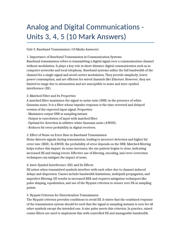 ADC Units 3 4-5-10 Marks Answers | PDF | Modulation | Bandwidth (Signal ...