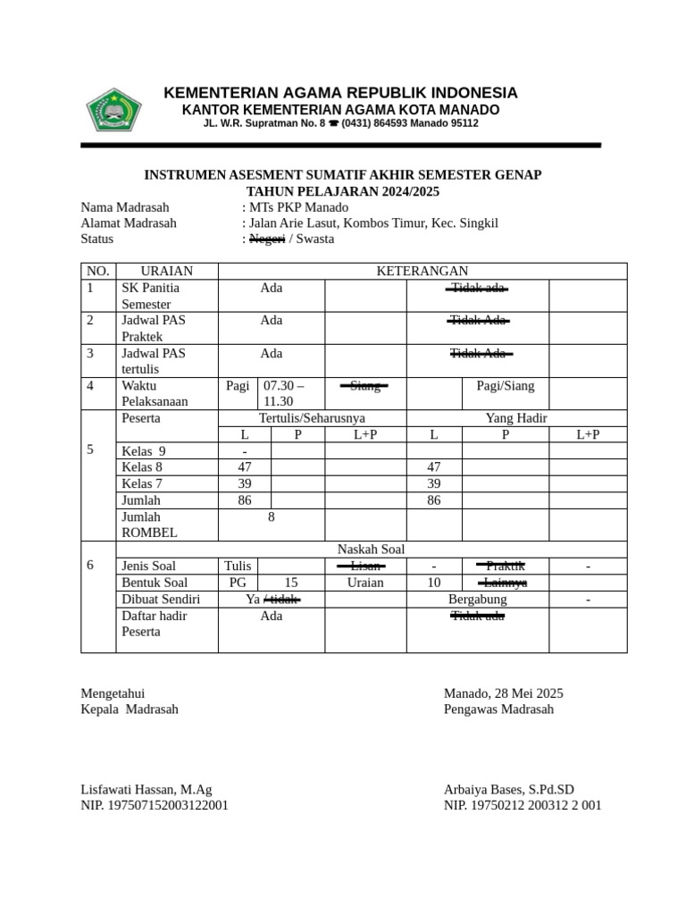 Instrumen Monev Pas 2025 | PDF