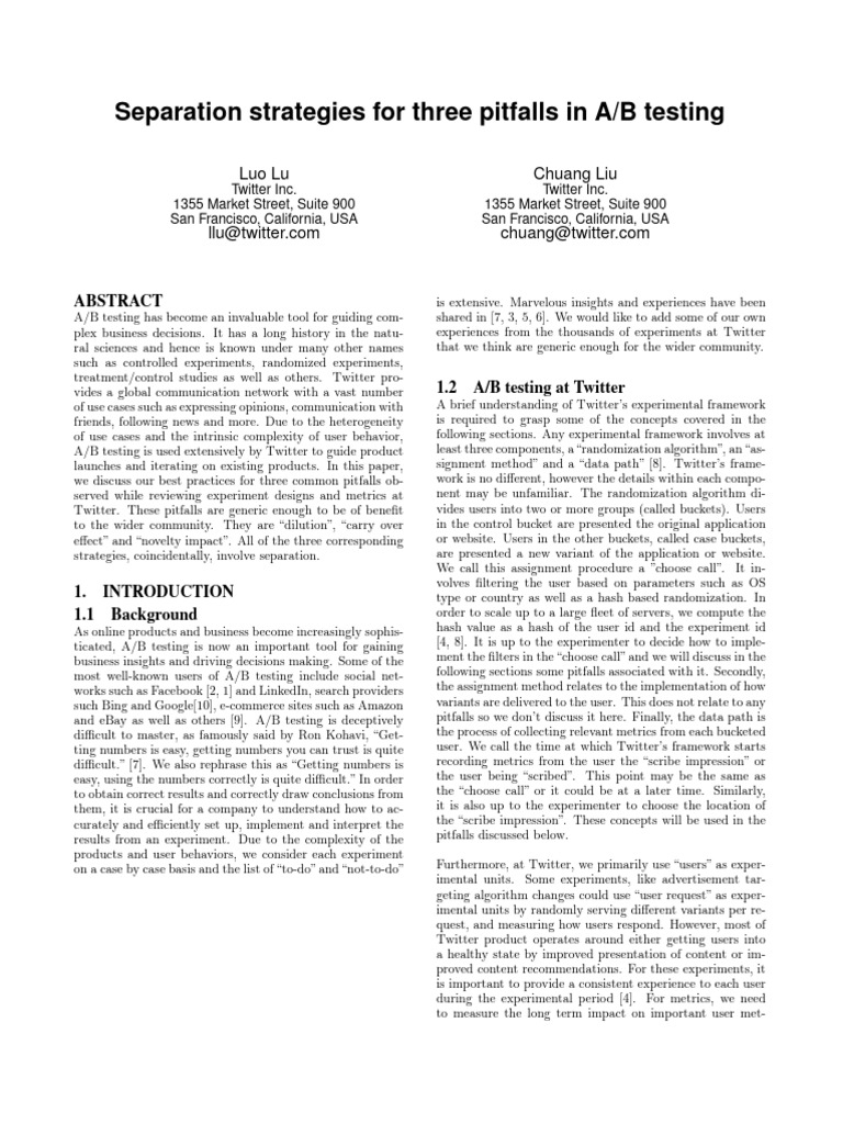 Separation Strategies for Three Pitfalls in AB Testing ...
