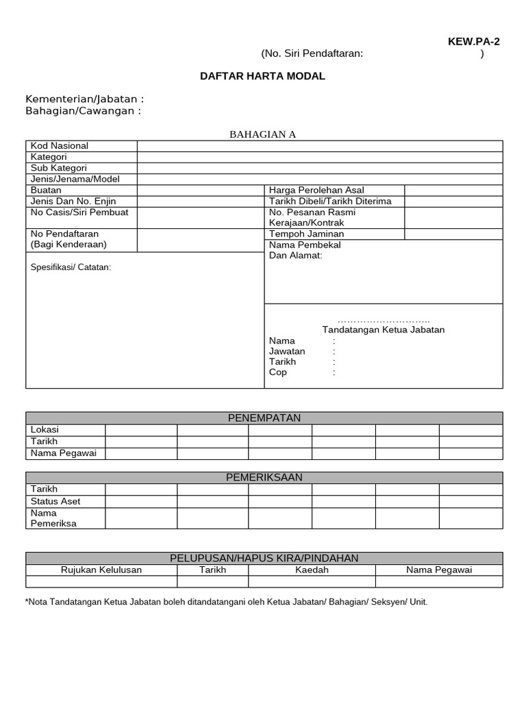 KEW - Pa-2 (Daftar Harta Modal) | PDF