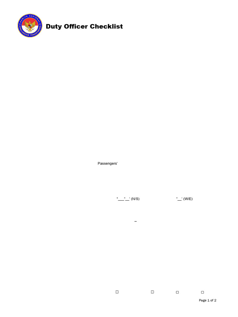 Duty Officer Checklist | PDF | Aviation | Aircraft