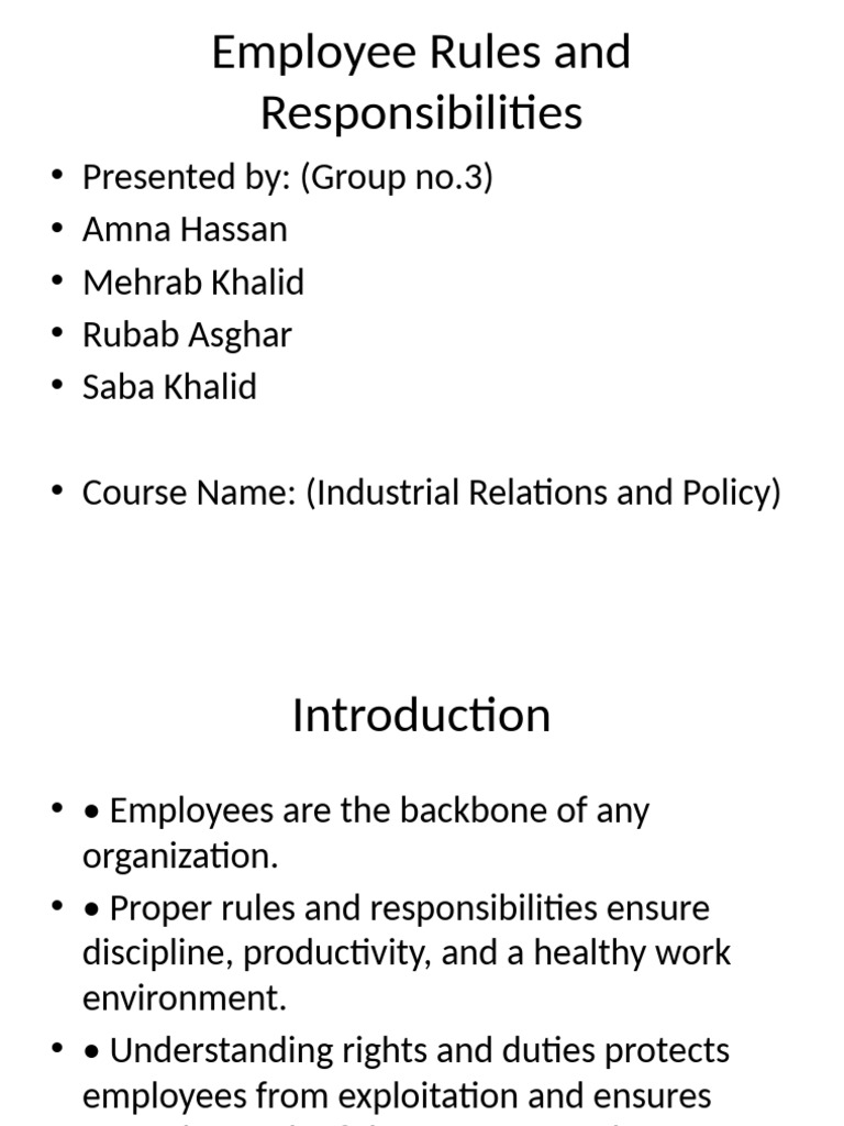Employee Rules and Responsibilities | PDF | Labour Law | Employment