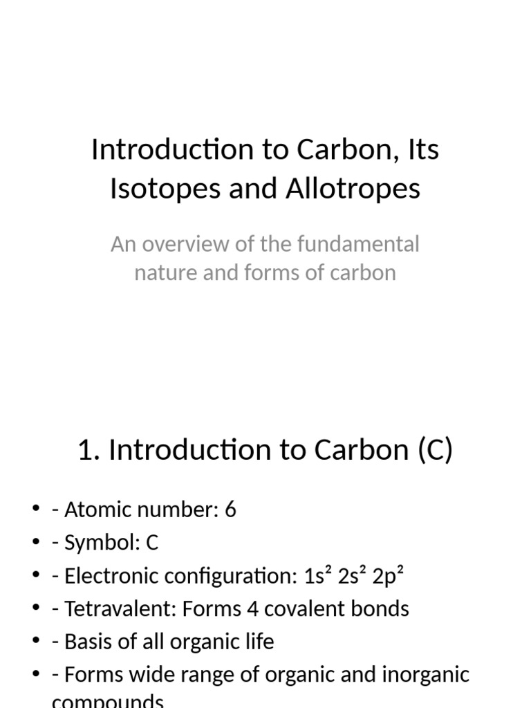 Introduction To Carbon Isotopes Allotropes | PDF