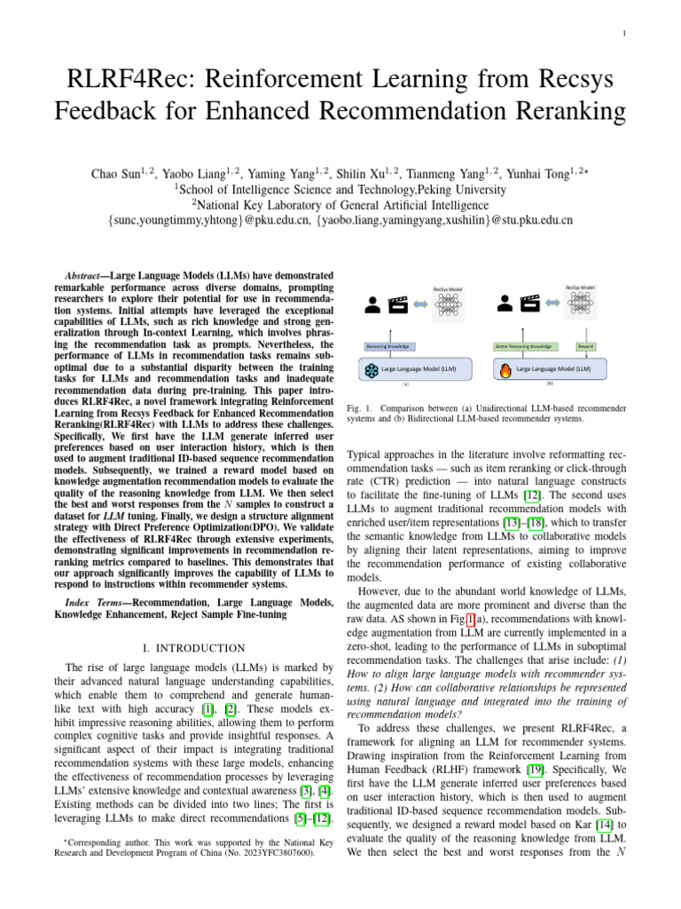 RLRF4Rec Reinforcement Learning From Recsys Feedback For Enhanced ...