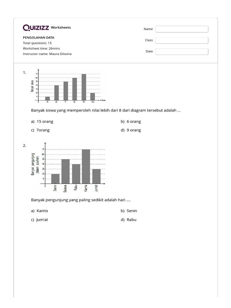 Worksheet Pengolahan Data Siswa | PDF