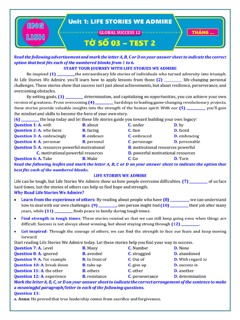 TỜ SỐ 3 UNIT 1 | PDF