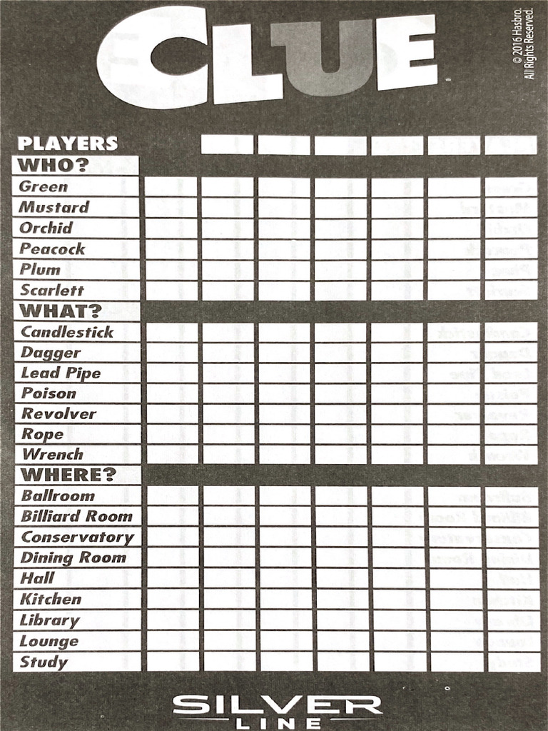 Clue Game Board Pdf