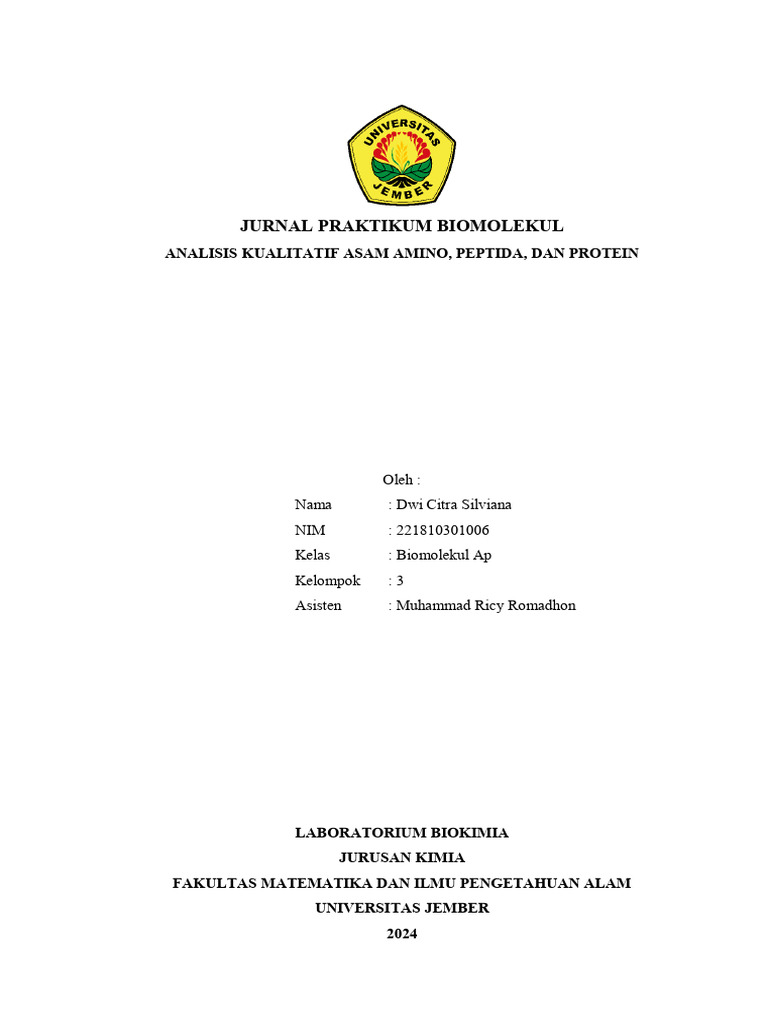 Laporan3 Biomol-Kuali - Protein. Dwi Citra S.fix | PDF