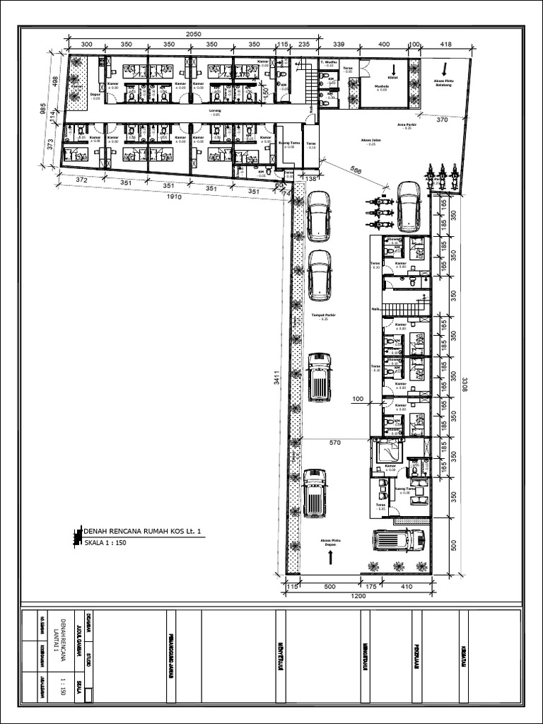 Denah Rencana Rumah Kos Lantai 1 & 2 | PDF