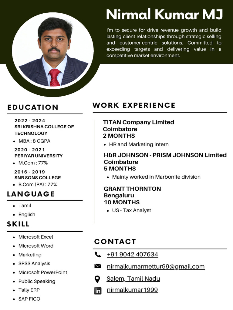 Nirmal Kumar MJ | PDF