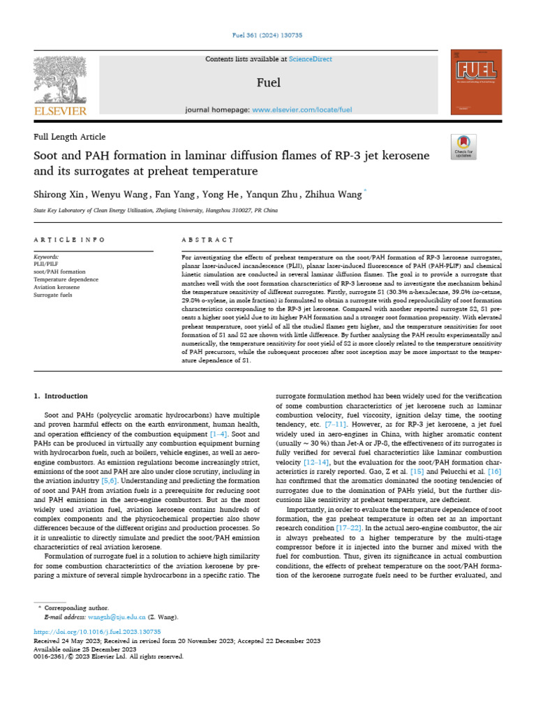 2024 Soot and PAH Formation in Laminar Diffusion Flames of RP-3 Jet ...
