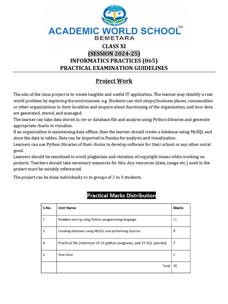 Xi-Ip - Practicals List and Plan | PDF | Table (Database) | String (Computer Science)