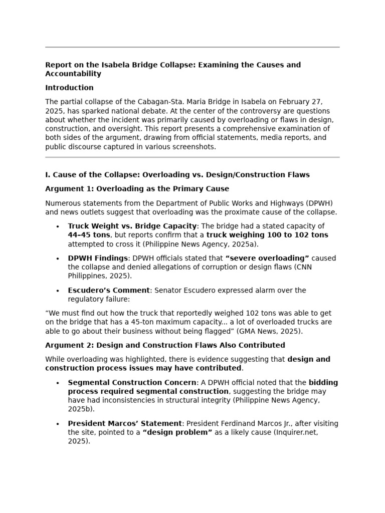 Isabela Bridge Collapse: Causes & Accountability | PDF
