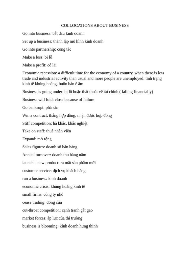 Collocations About Business | PDF