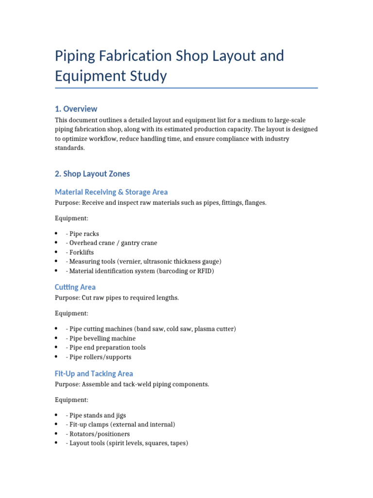 Piping Fabrication Shop Layout Guide | PDF | Pipe (Fluid Conveyance ...
