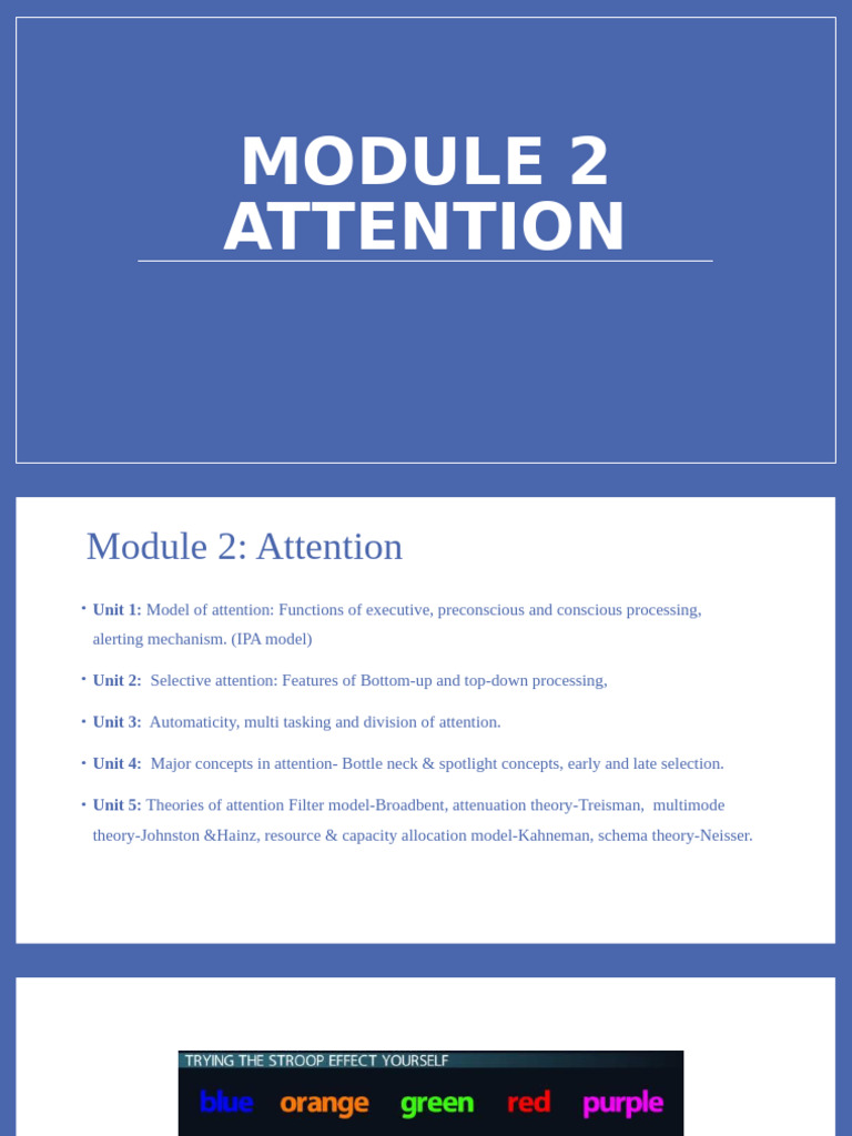 CP Module 2 (Attention) | PDF | Attention | Awareness