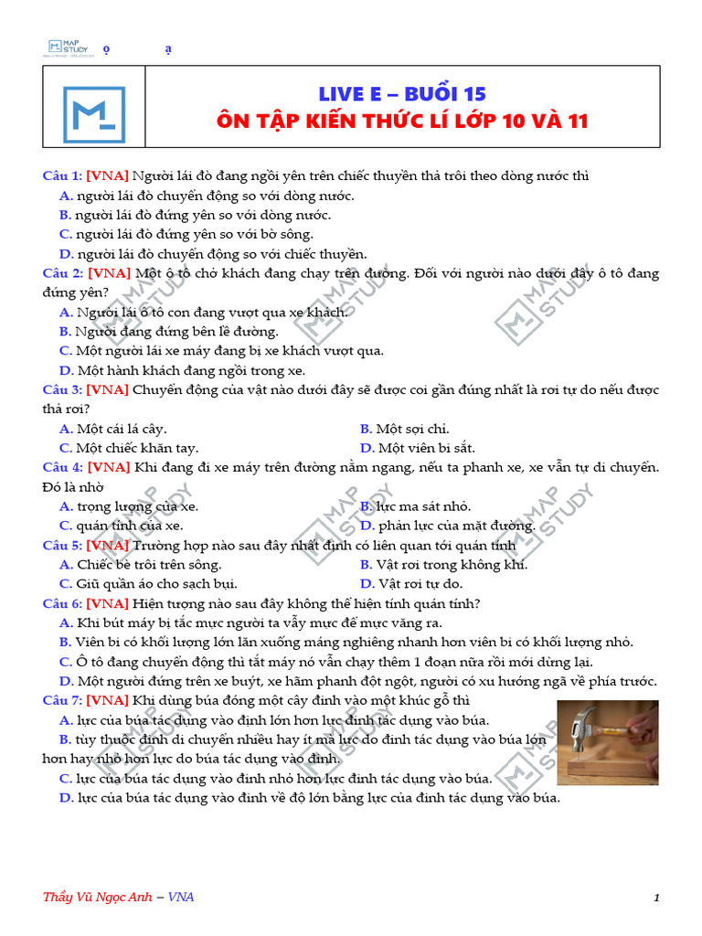Tai Lieu Buoi 15 On Tap Kien Thuc Vat Ly Thuc Te Lop 10 Va Lop 11 1743258193698 | PDF