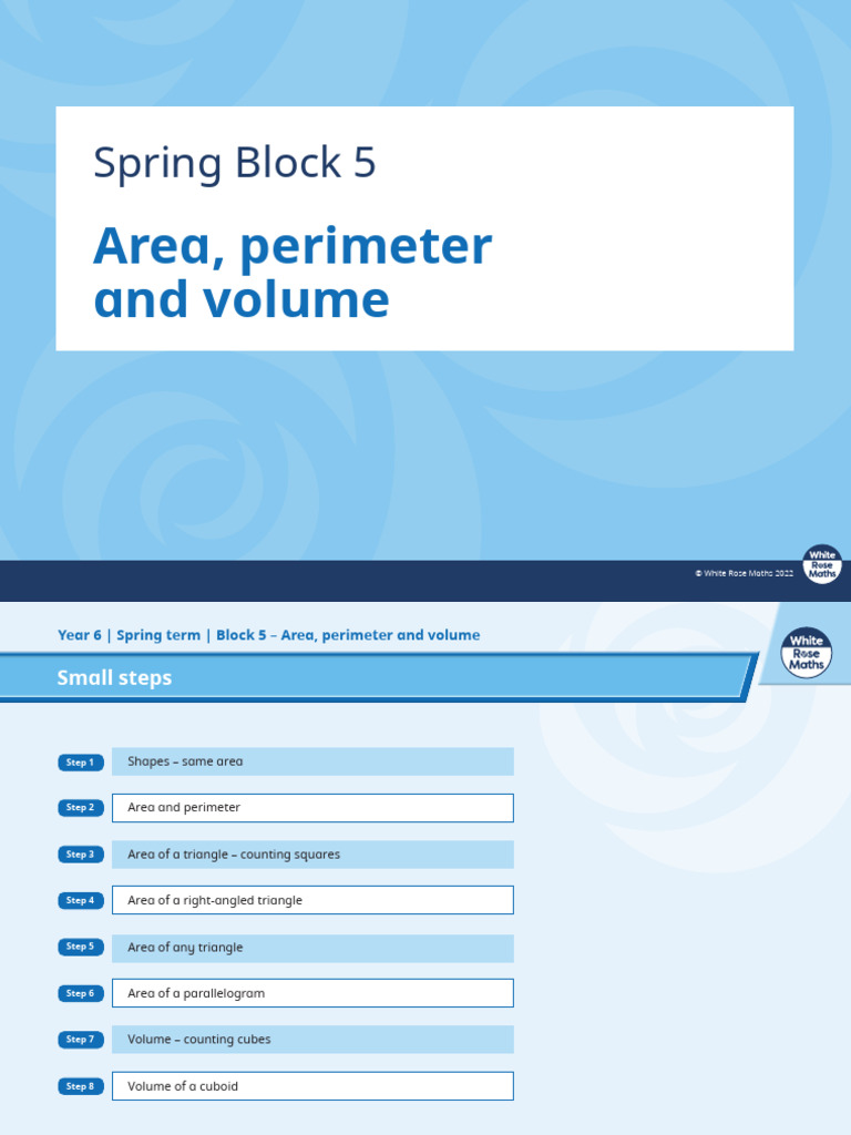 Year 6 Spring Block 5 Sol Area Perimeter and Volume.pdf | PDF | Area ...
