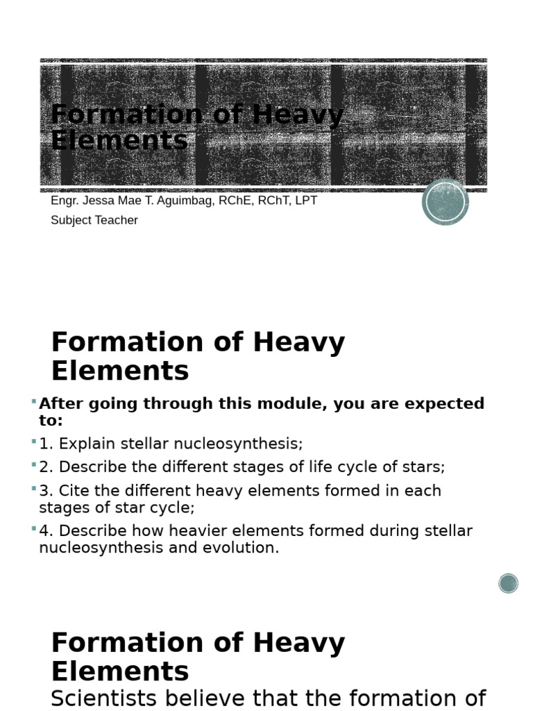 1 Formation of Heavy Elements | PDF | Stars | Nuclear Fusion