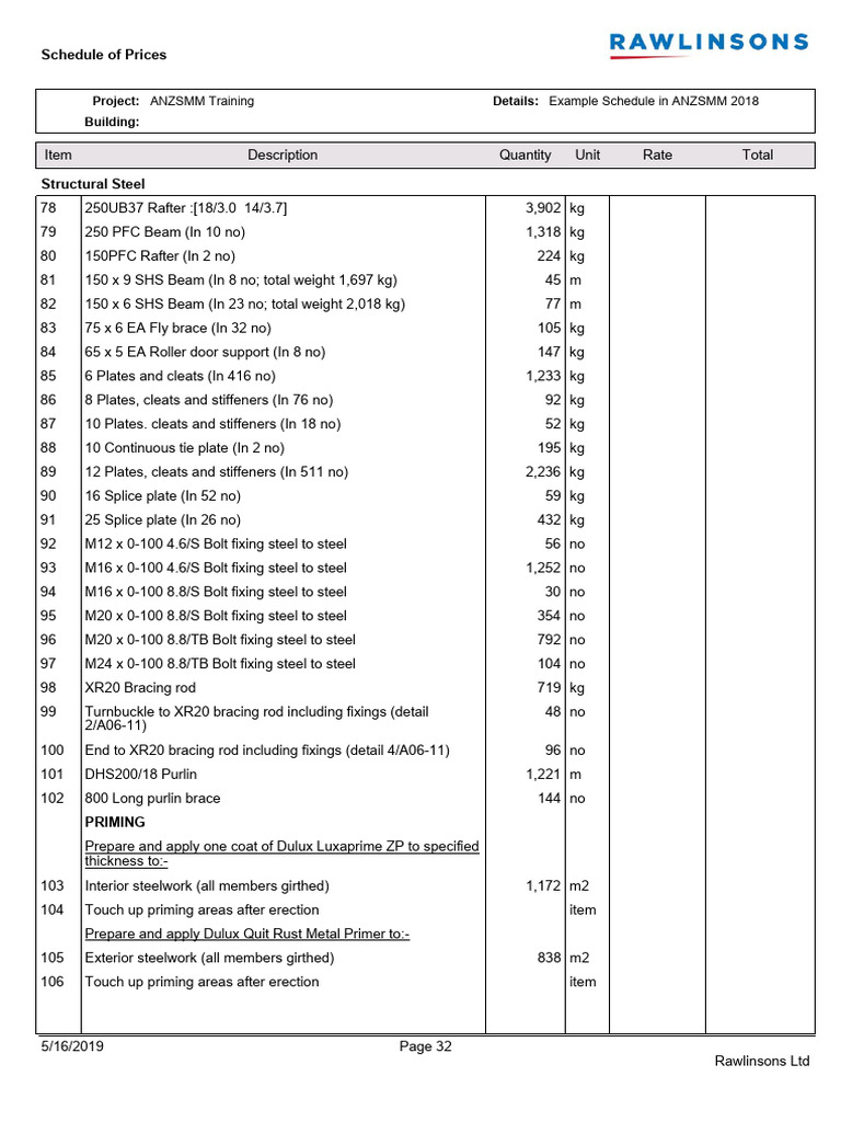 ANZSMM Example Schedule Pages 1 12 | PDF | Building Materials ...