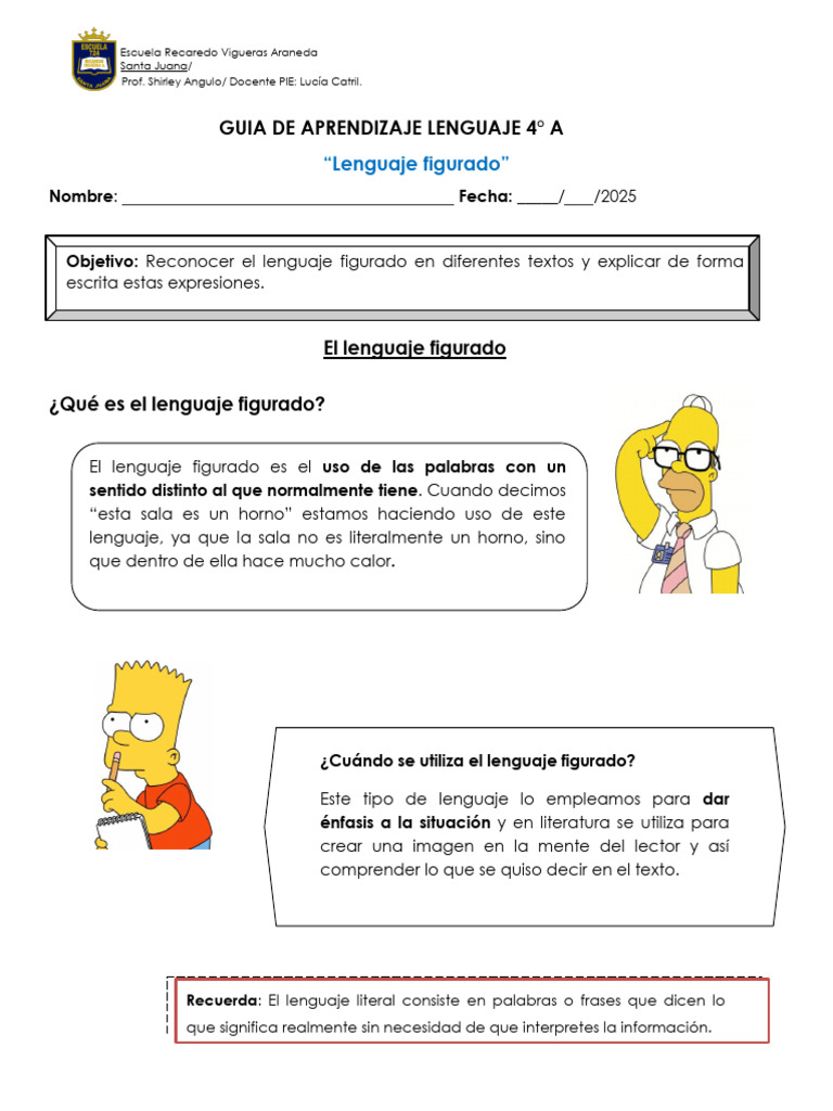 Guia Lenguaje Figurado Martes 10 Junio | PDF
