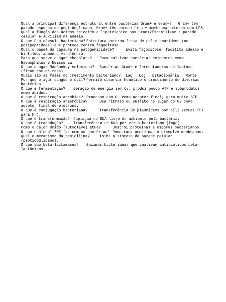 Diferenças entre Bactérias Gram+ e Gram− | PDF