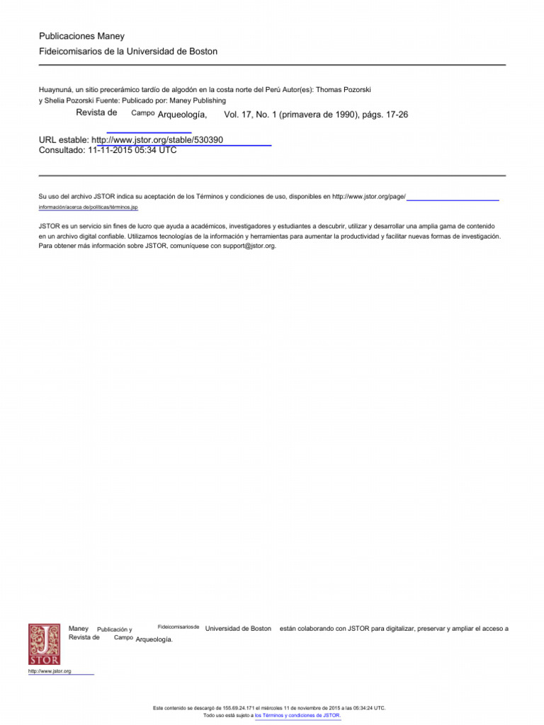 9-Pozorski-1990-Huaynuna, Late Cotton Preceramic Site | PDF