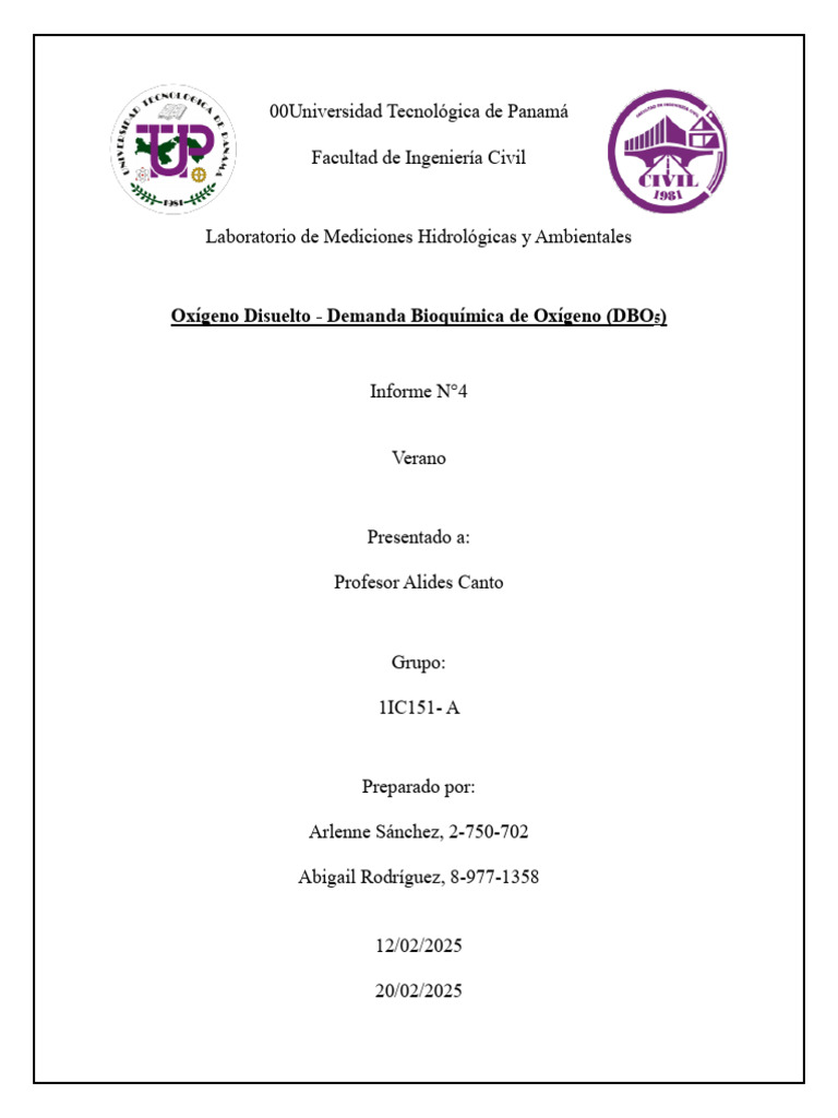 Análisis de DBO5 y Oxígeno Disuelto | PDF | Agua | Oxígeno