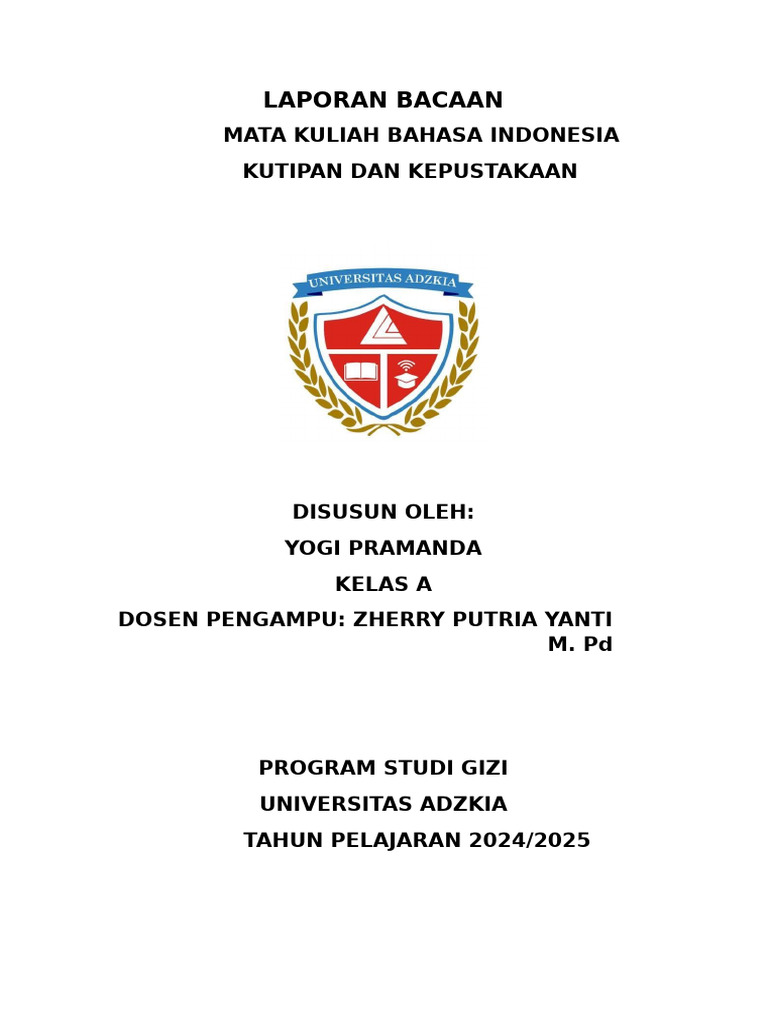 Tugas Yogi Pramanda Laporan Bacaan Ke 12 | PDF