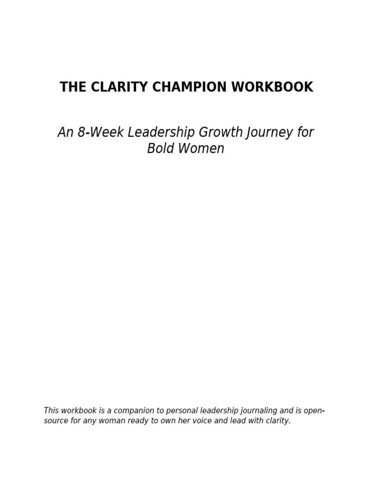 Clarity Champion Workbook | PDF