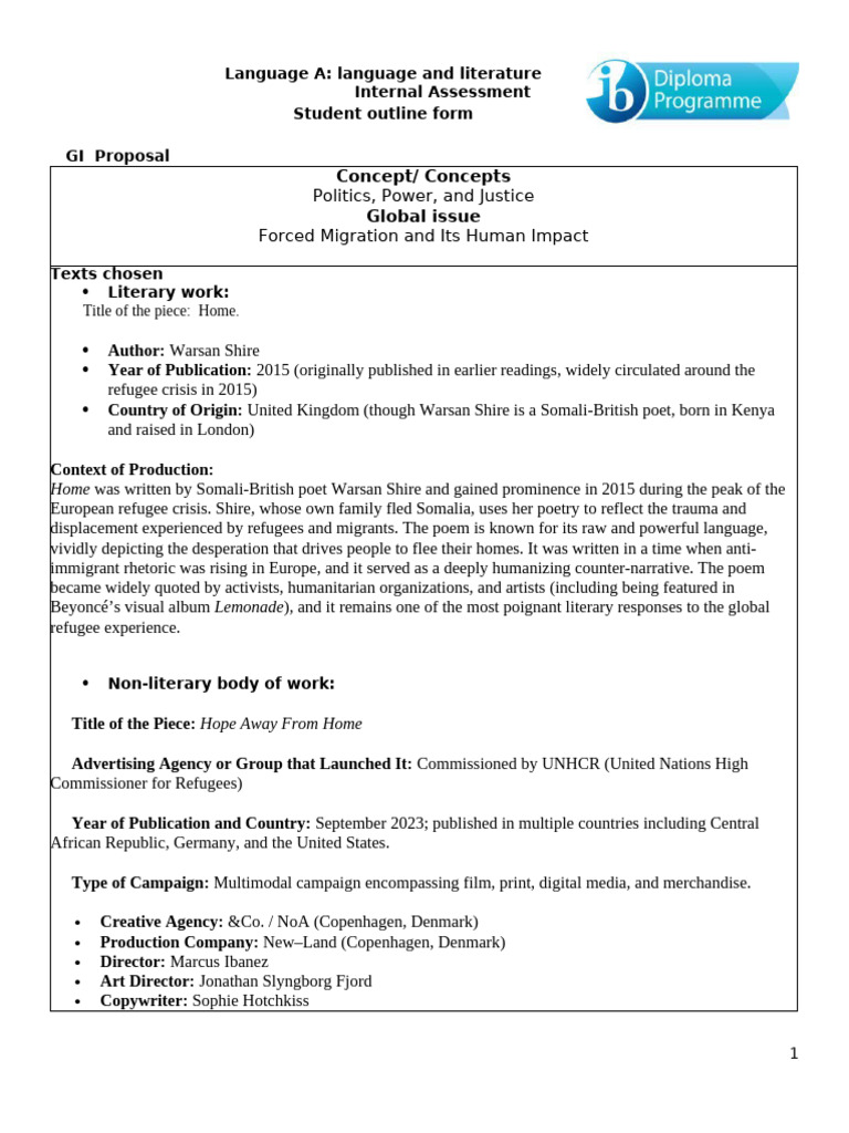 GI Proposal Template Aug 2023 | PDF | Refugee | Human Migration