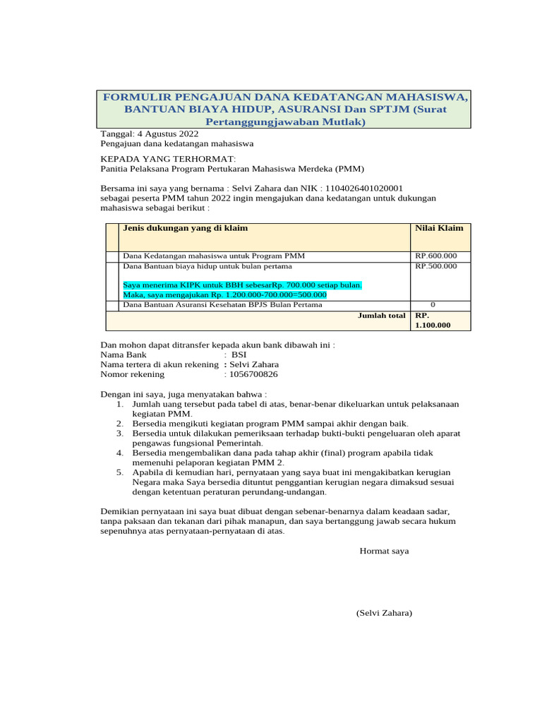 biaya kedatangan nuha | PDF