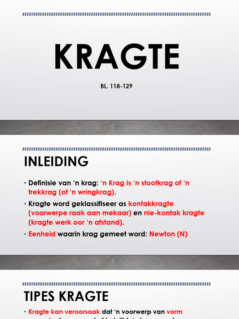 ONDERWERP 9 - Kragte gr9 Opsomming | PDF