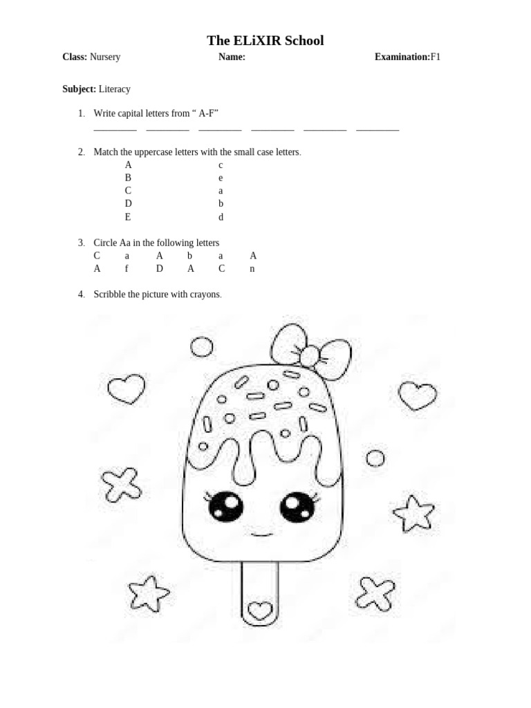 Nursery Exam: Literacy & Numeracy Skills | PDF