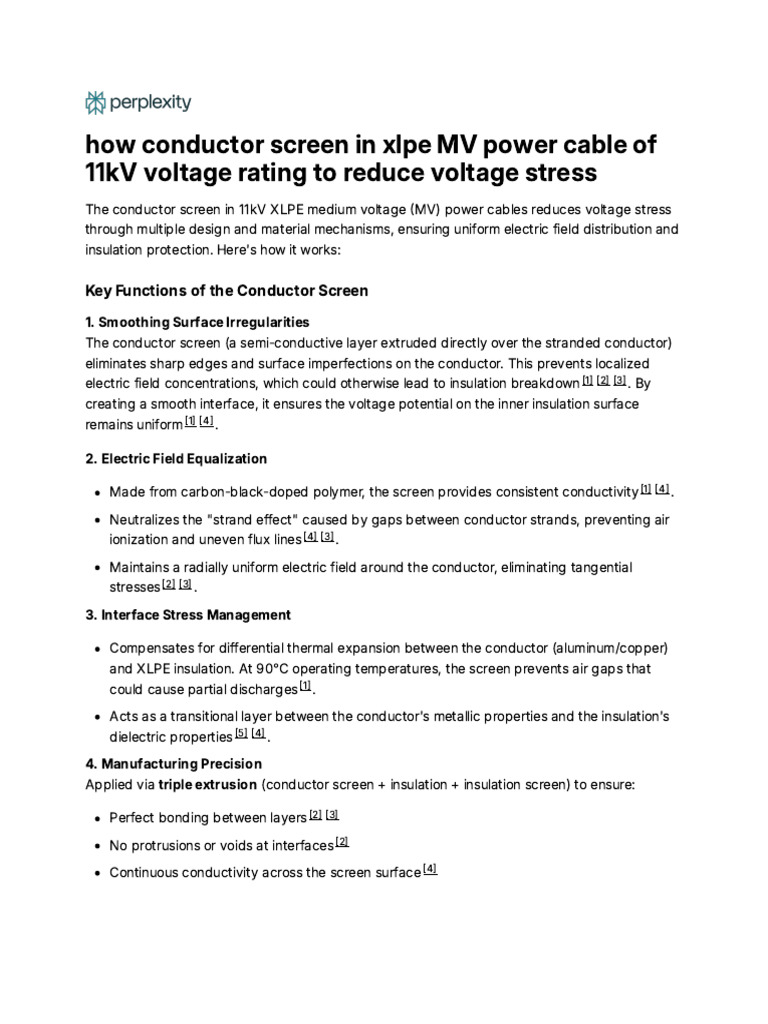 How Conductor Screen in Xlpe MV Power Cable of 11k | PDF | Insulator ...