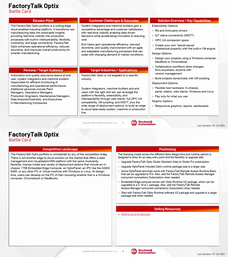 FactoryTalk Optix Battle Card | PDF | Microsoft Windows | Personal Computers