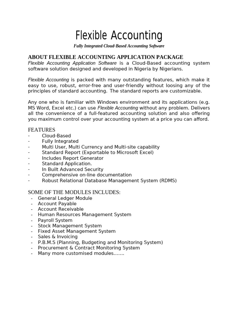 Flexible Cloud-Based Accounting Software | PDF